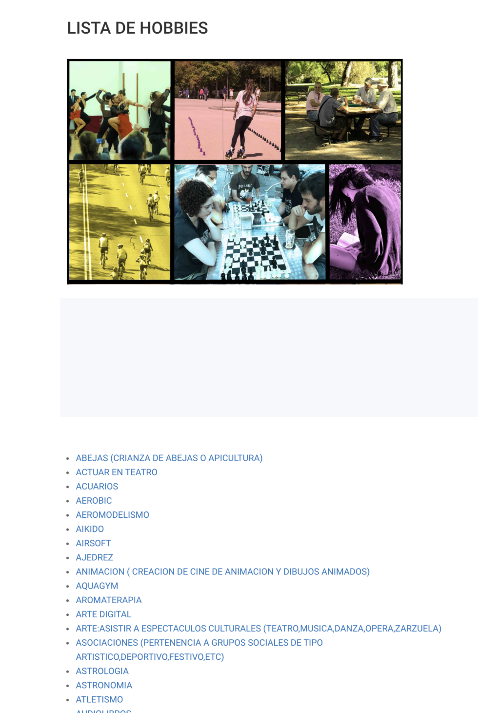 Cuantos hobbies existen?